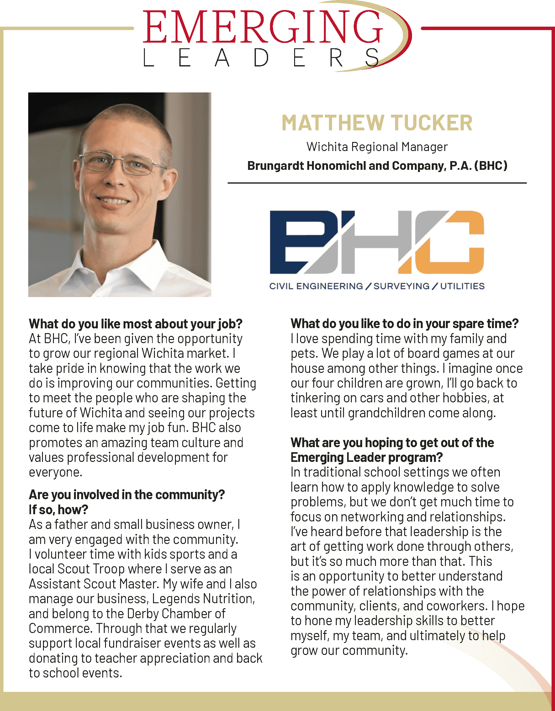 Matthew Tucker Selected into Emerging Leaders Program - BHC